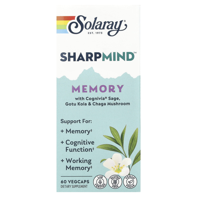Solaray, Sharpmind ™ Memory с шалфеем Cognivia®, готу кола и грибами ...