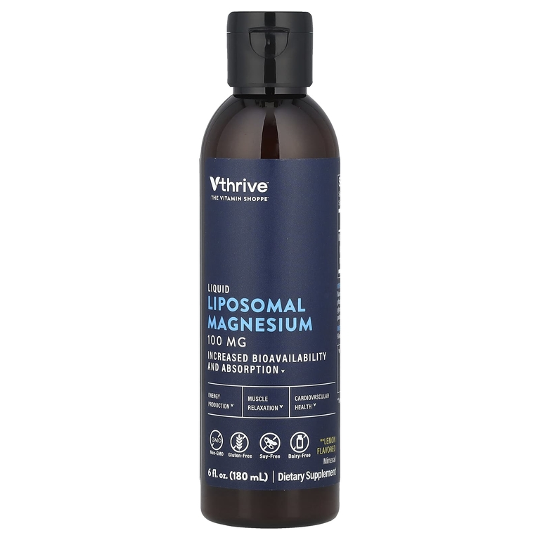 Vthrive, Жидкий липосомальный магний, лимон, 100 мг, 180 мл (6 жидк ...