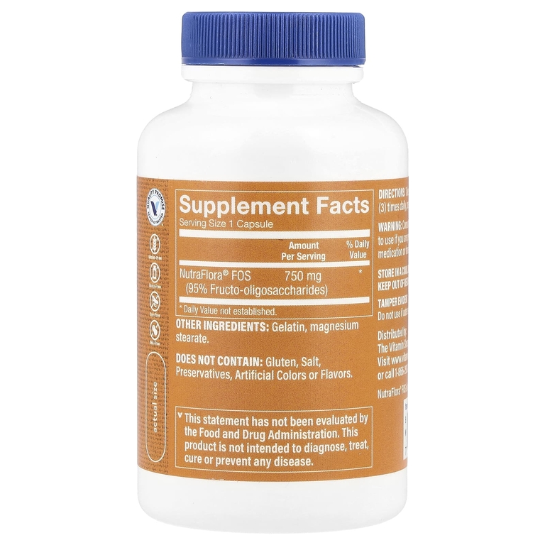 The Vitamin Shoppe, NutraFlora®, пробиотик с ФОС, 750 мг, 100 капсул ...