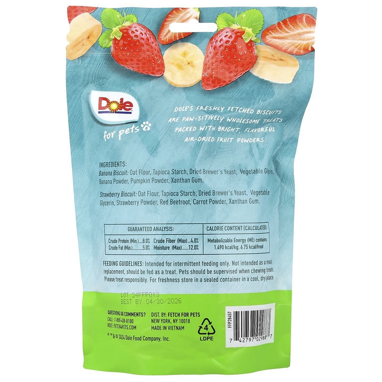 Dole for Pets, печенье, клубника и банан, 200 г (7 унций) (Товар снят с ...