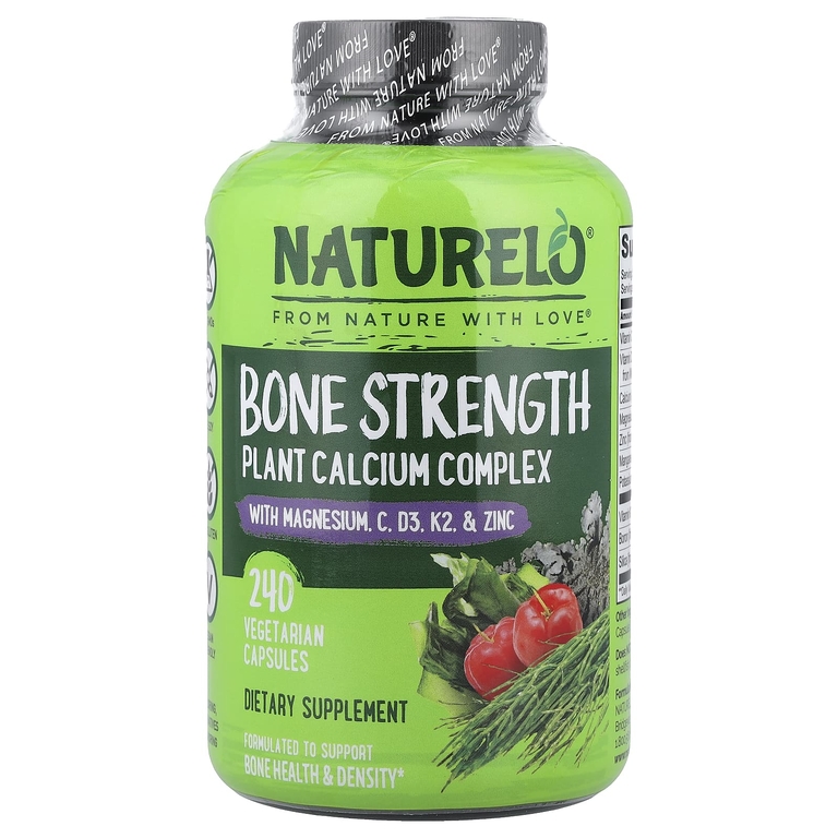 NATURELO, Bone Strength, комплекс растительного кальция, 240 ...