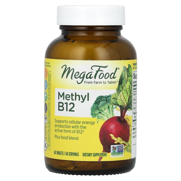 MegaFood, метилкобаламин B12, 60 таблеток | Витамин B12 (кобаламин ...
