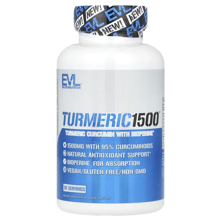 EVLution Nutrition, Turmeric 1500®, куркумин из куркумы с BioPerine ...
